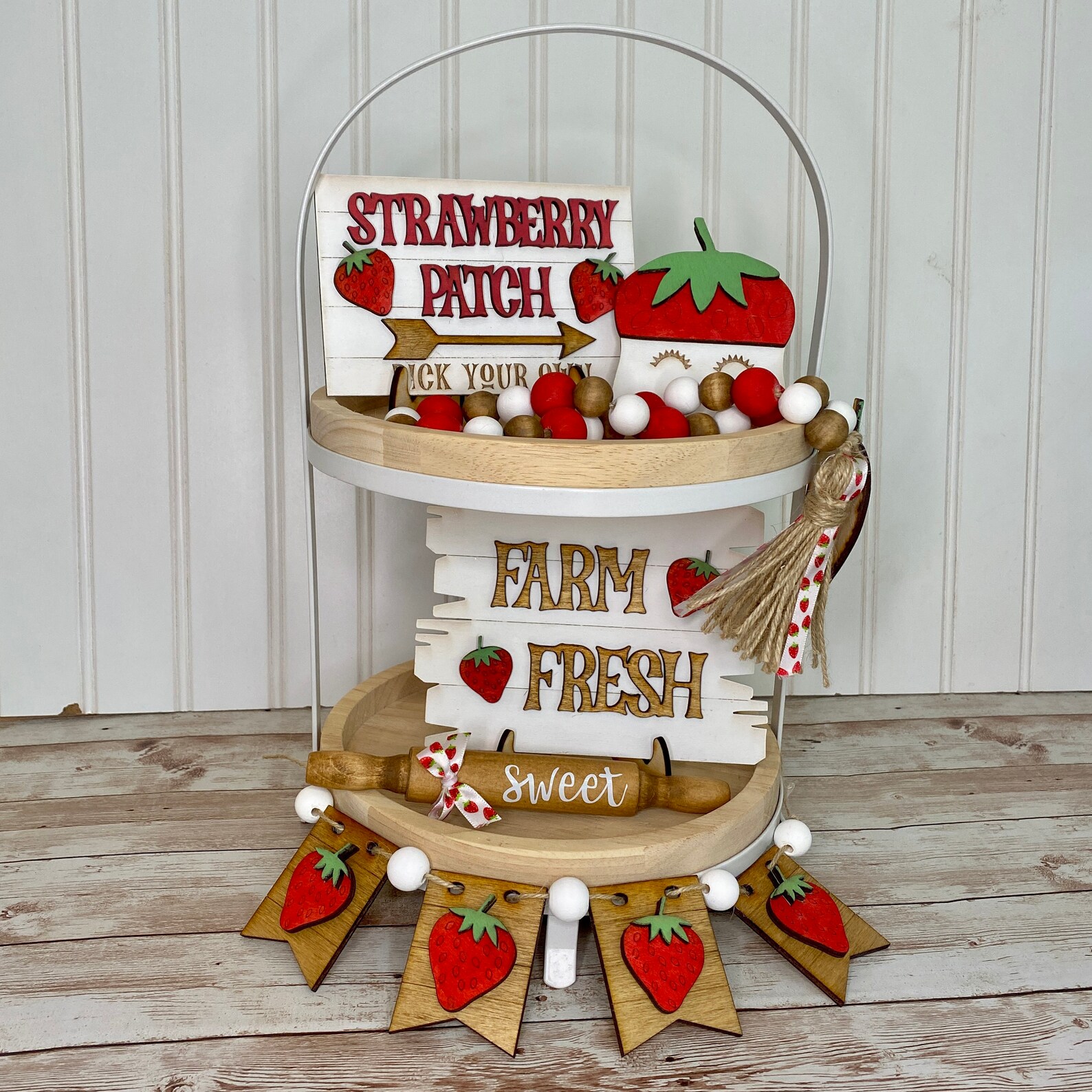 Strawberry Tiered Tray Set Strawberry Décor Summer Décor - Etsy