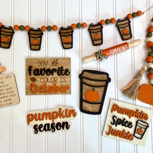 Pumpkin Spice Tiered Tray Décor Set Fall & Thanksgiving Tiered Tray ...