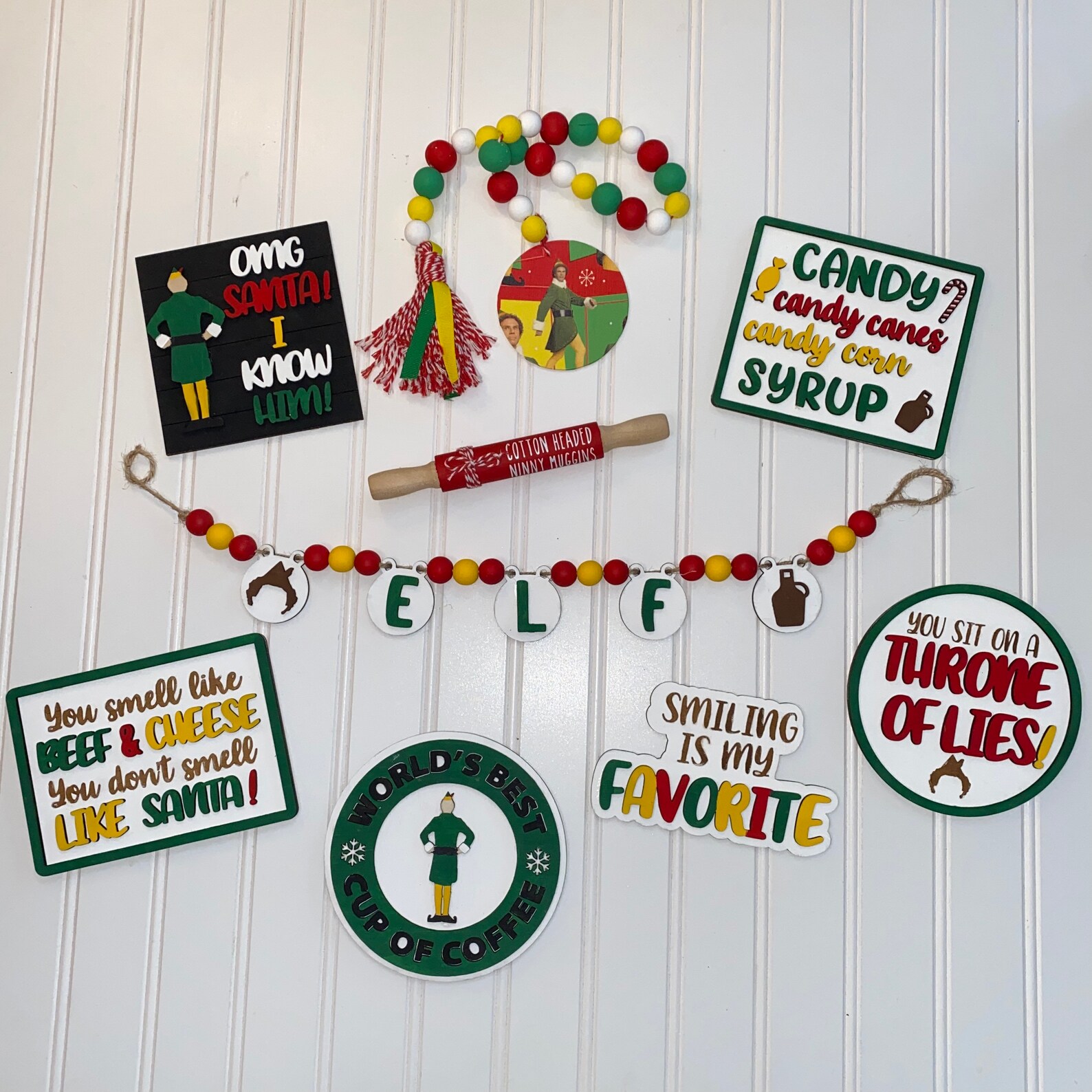 Elf Inspired Tiered Tray Décor Christmas Shelf Décor - Etsy