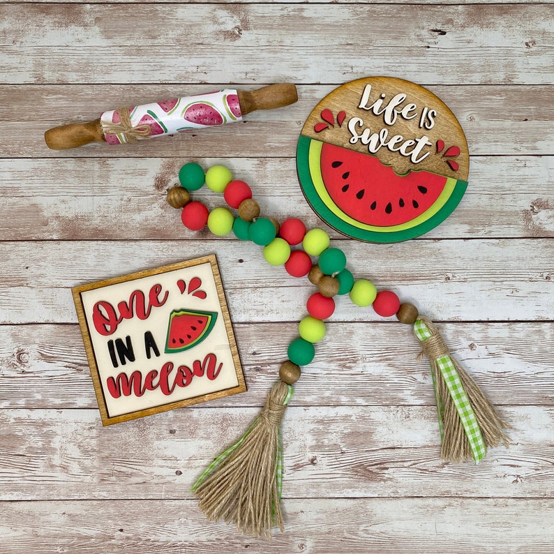 Watermelon Tiered Tray Set Watermelon Décor Summer Tiered - Etsy