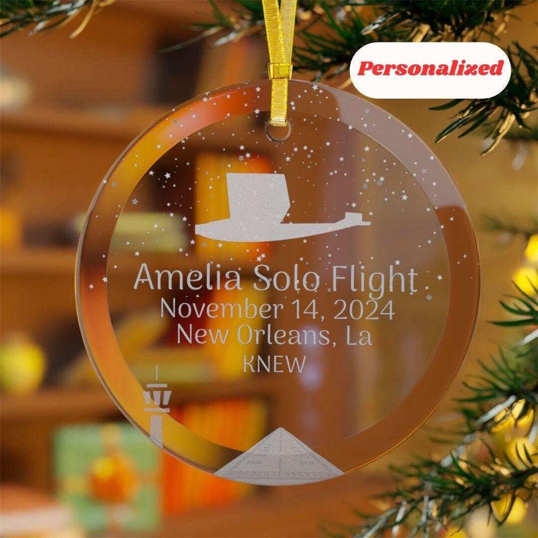 Personalized Pilot's First Solo Flight Glass Ornament, Aviation ...