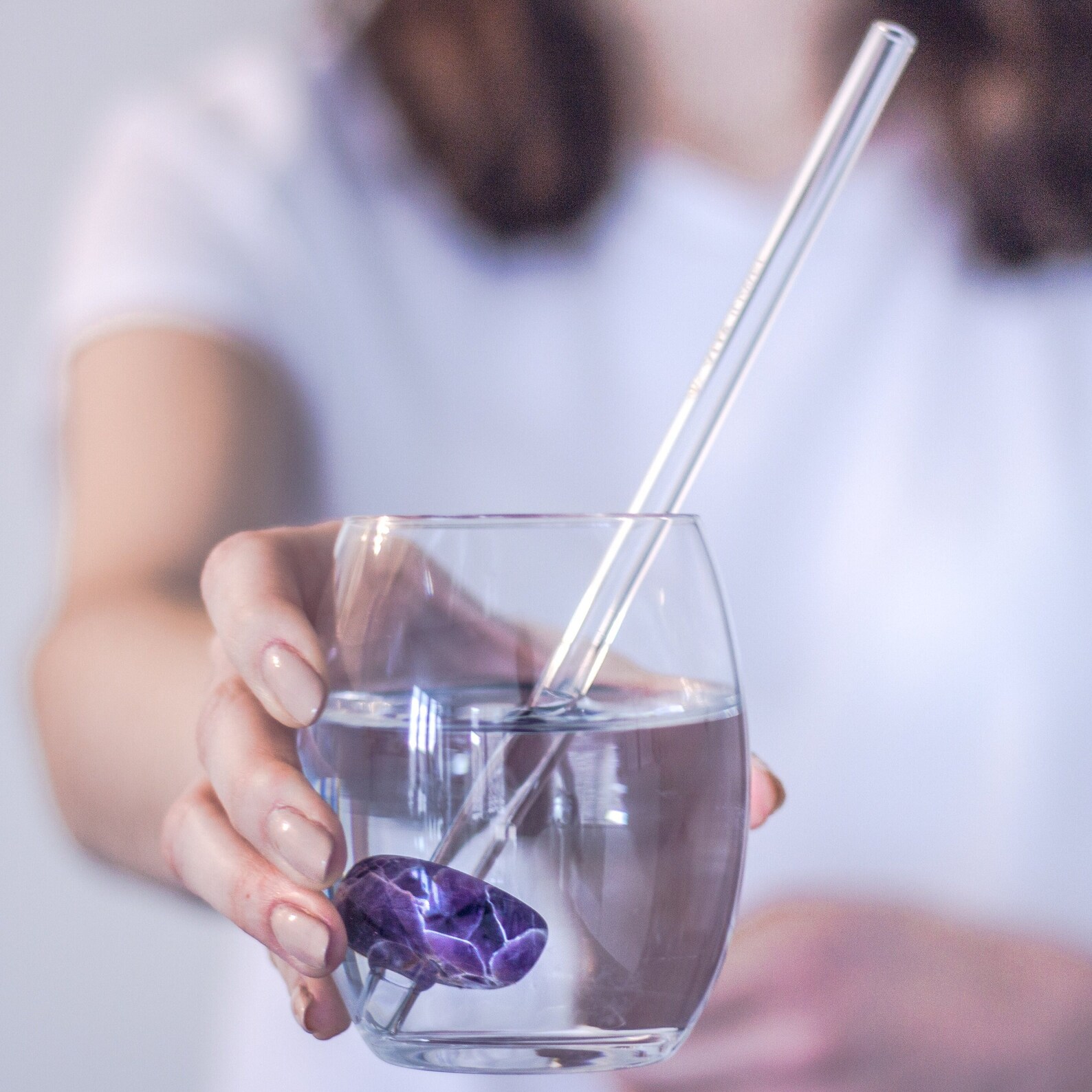 Reusable Glass Crystal Straw by Vitajuwel: Authentic Gemstone, Bamboo ...