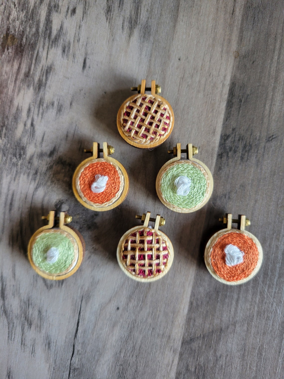 Embroidered Pie Magnet Embroidery 1" Hoop Home Decor Handmade ...