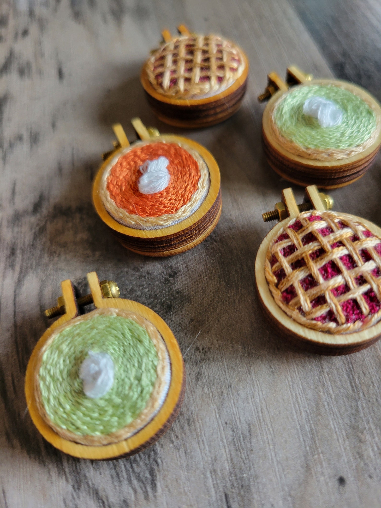 Embroidered Pie Magnet Embroidery 1" Hoop Home Decor Handmade ...