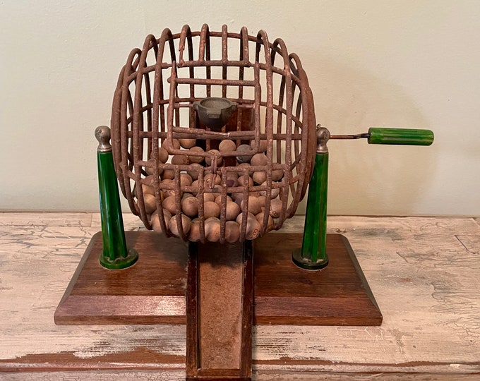 Vintage Bingo Ball Spinner, Bingo, Vintage Metal Bingo Ball Spinner ...