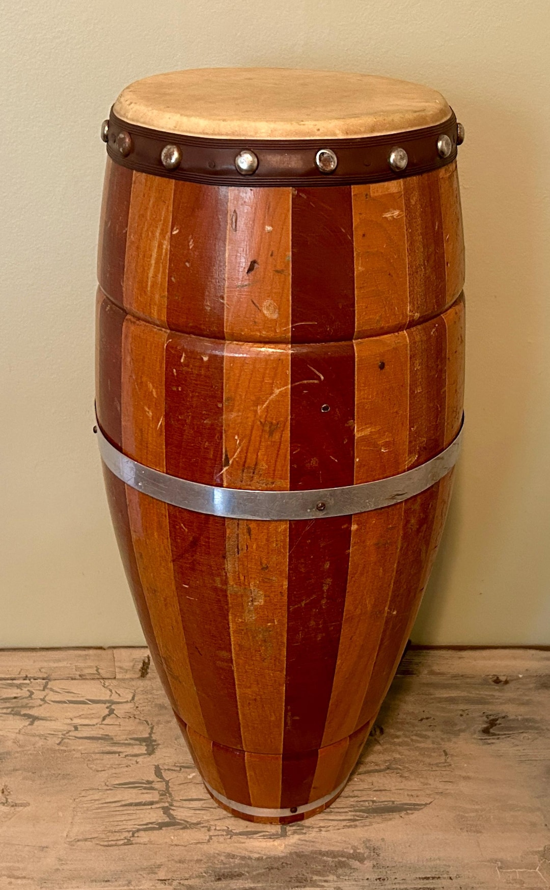 Vintage Drum, Bongo Drum, Bongo, Vintage Bongo Drum, Wood Bongo Drum ...