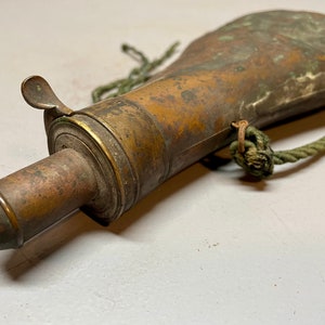 Vintage Brass Powder Flask, Brass Powder Horn, 1850's Powder Horn ...