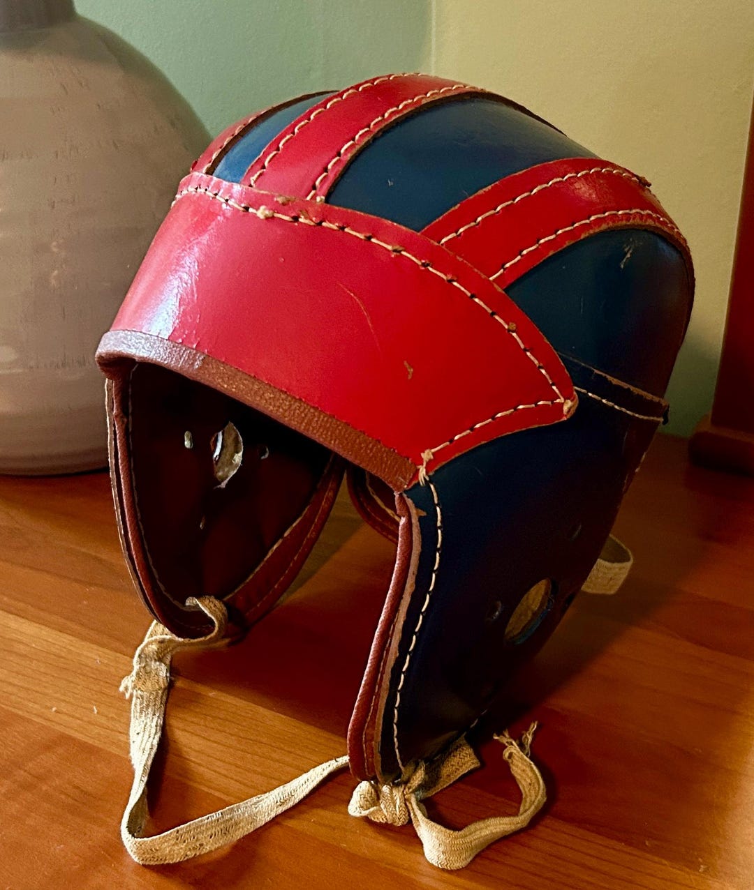 Football Helmet, Vintage Football Helmet, Leather Football Helmet ...