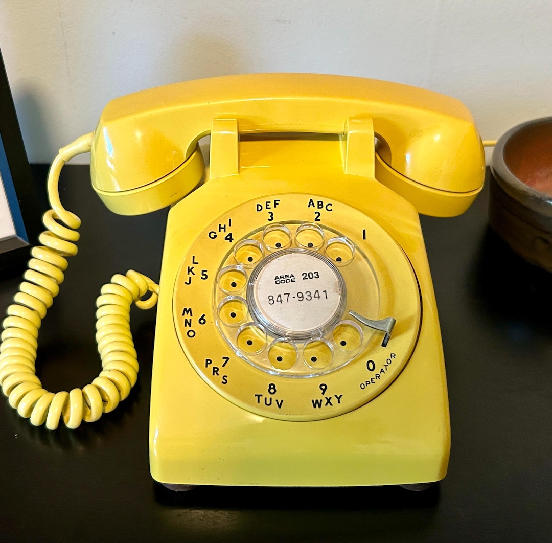 Vintage Telephone, Vintage Yellow Telephone, Yellow Rotary Dial ...