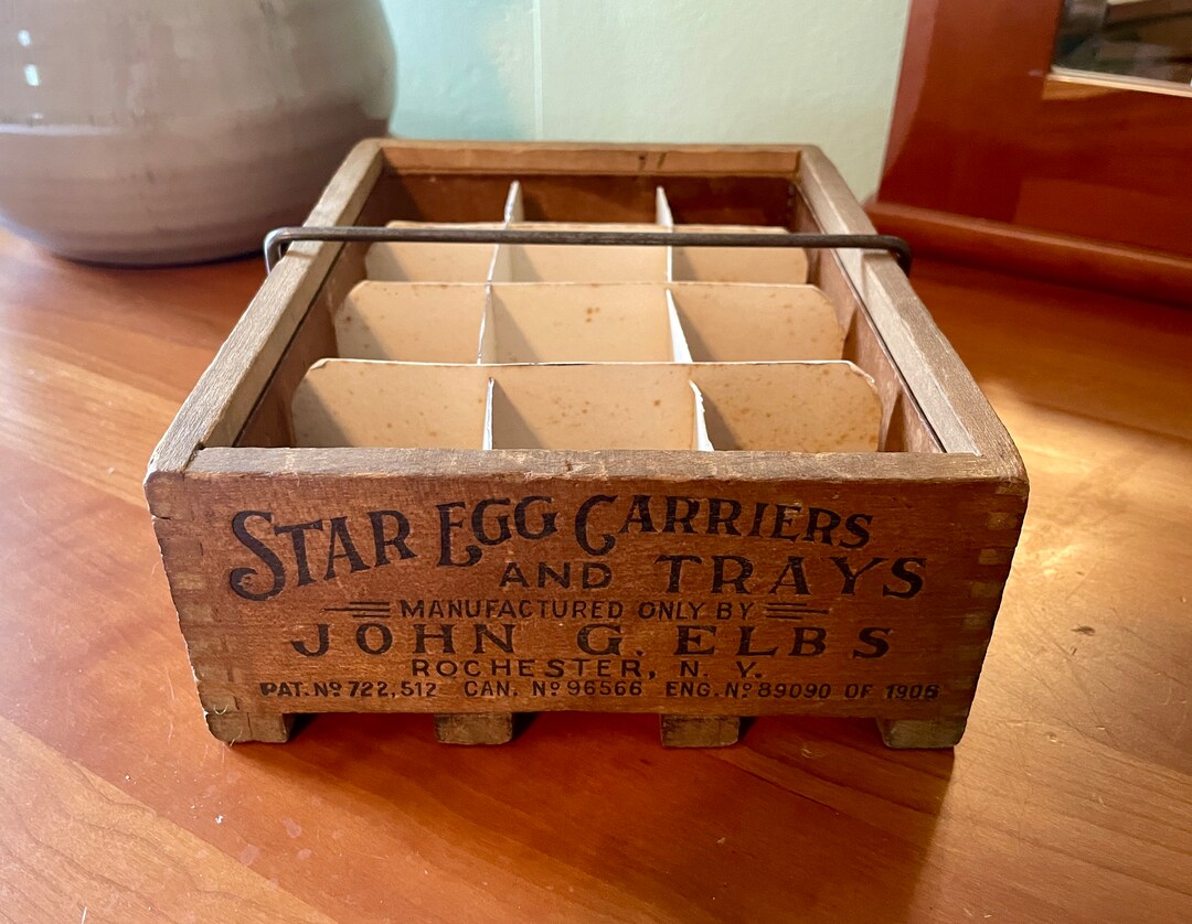 Vintage Egg Carrier, Vintage Egg Crate, Star Egg Holder, Wood Egg Box ...