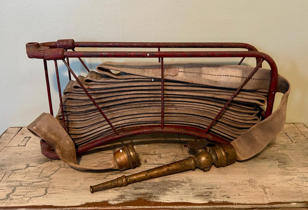 Antique Fire Hose, Fire Hose Rack, Firehouse Decor, Fire Department ...