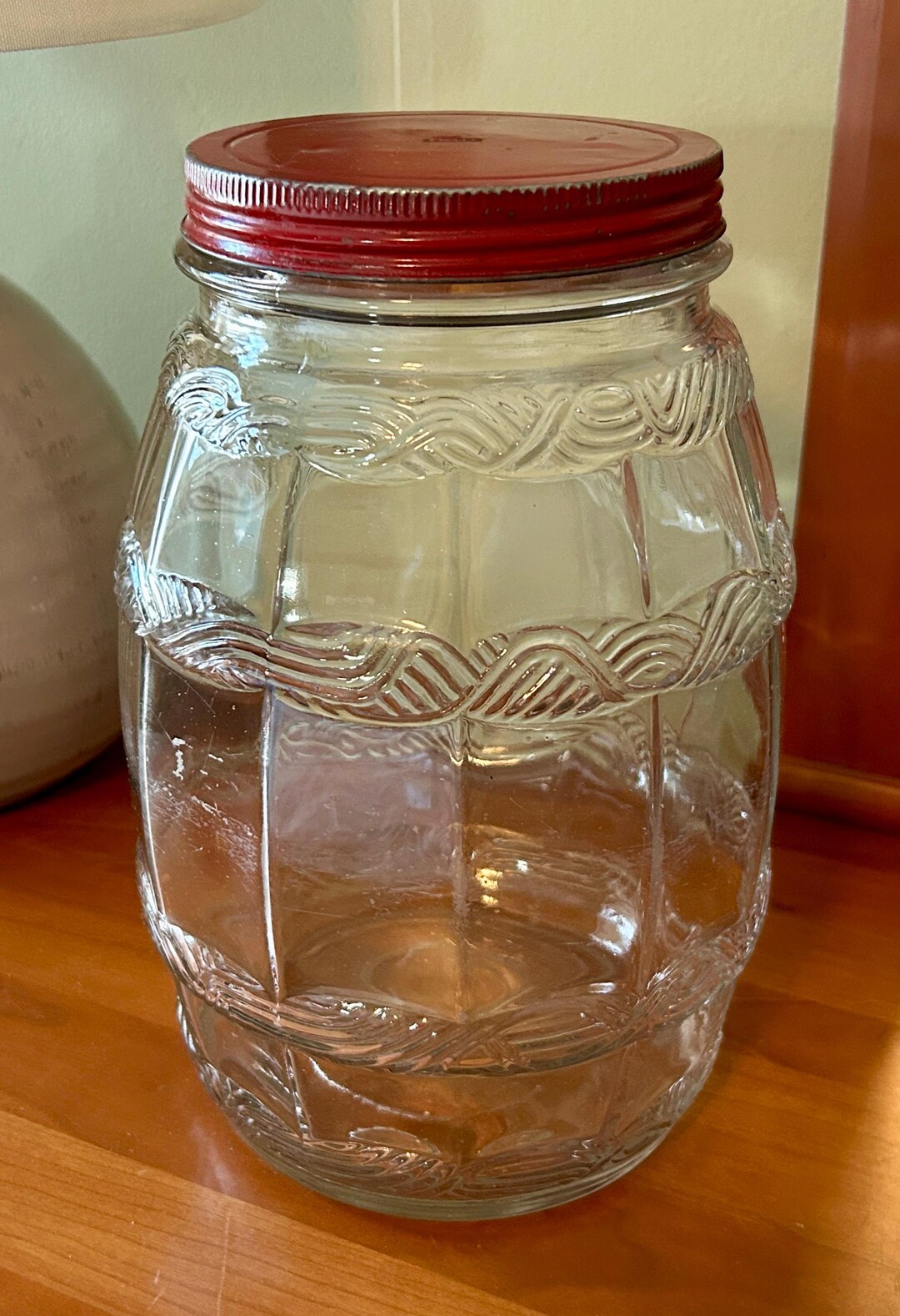 Pickle Jar, Vintage Pickle Jar, Vintage Jar, Glass Barrel Jar, Cookie ...