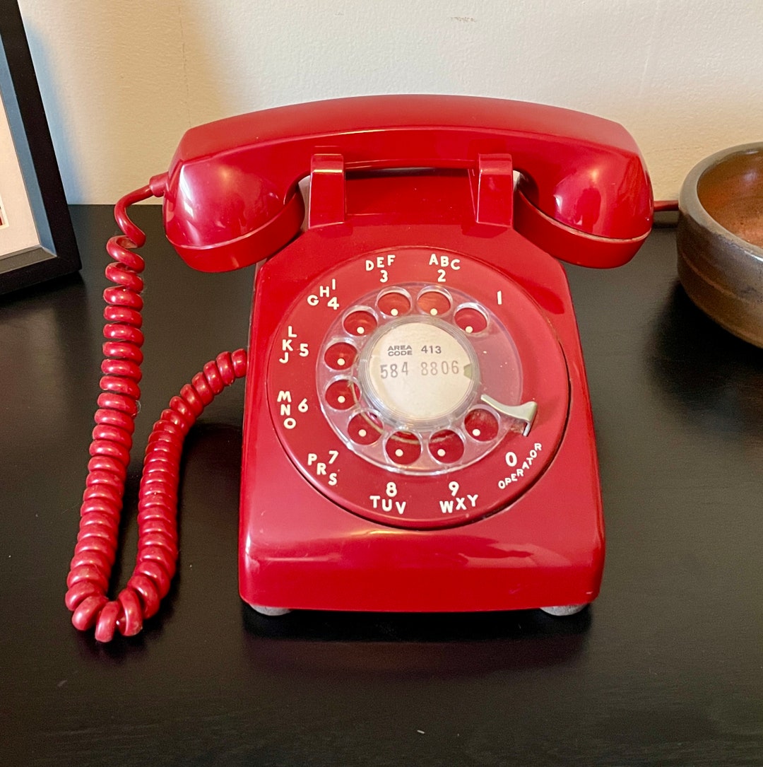 Vintage Telephone, Vintage Red Telephone, Red Rotary Dial Telephone ...