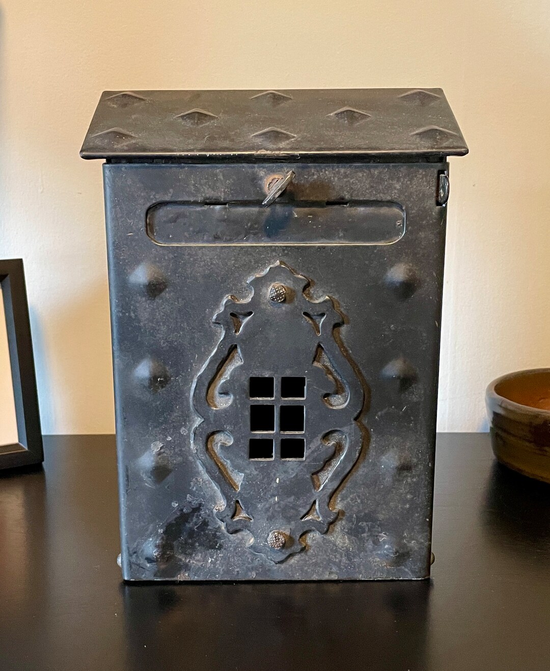 Vintage Mailbox, Mailbox, Black Mailbox, Vintage Post Box, Post Box ...