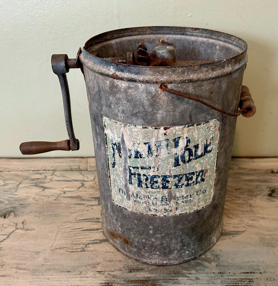Vintage Ice Cream Maker, North Pole Freezer, Ice Cream Freezer, Metal ...