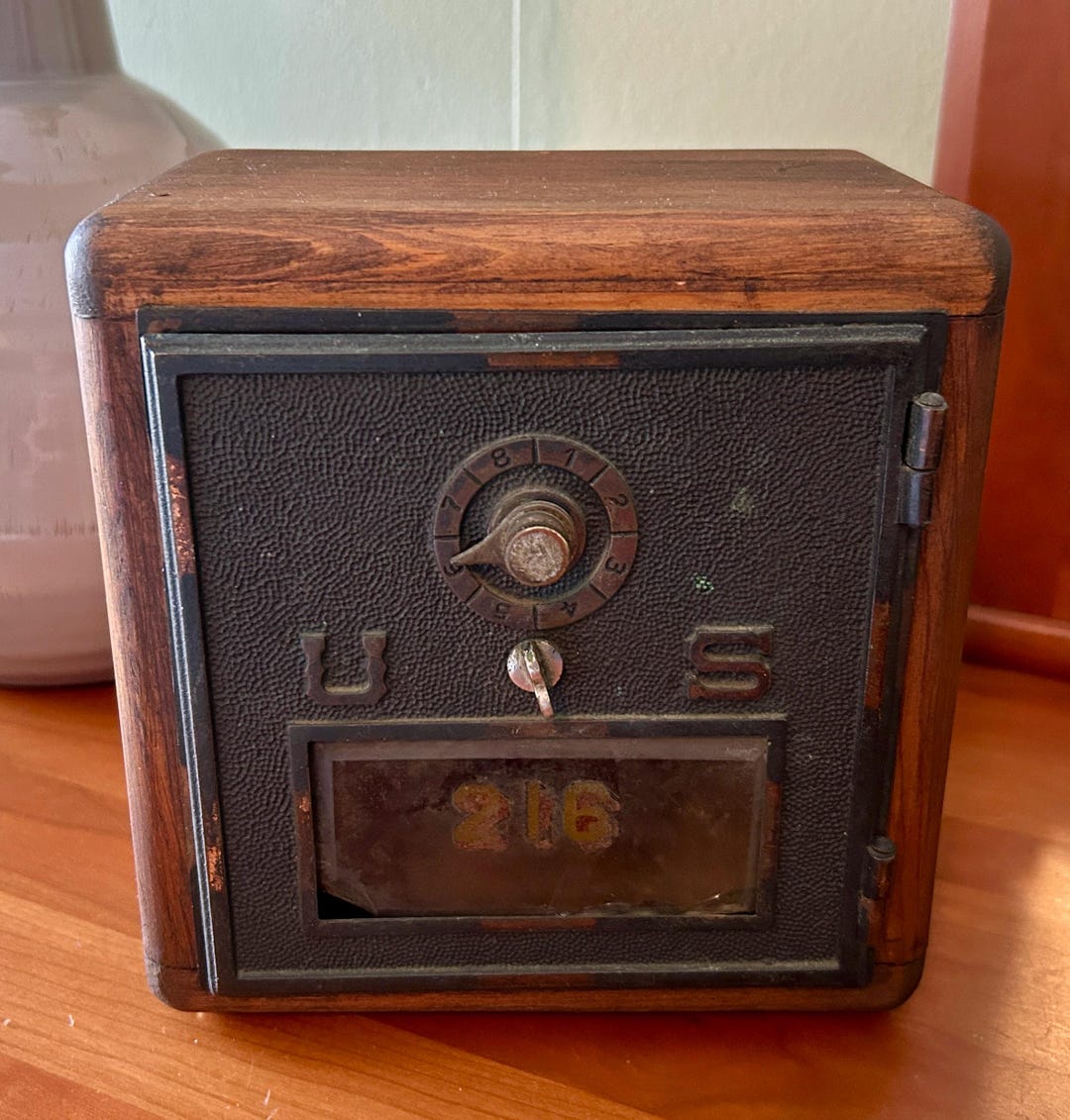 Vintage Post Office Box, Post Box, Wooden Post Box, Postal Box, Lock ...