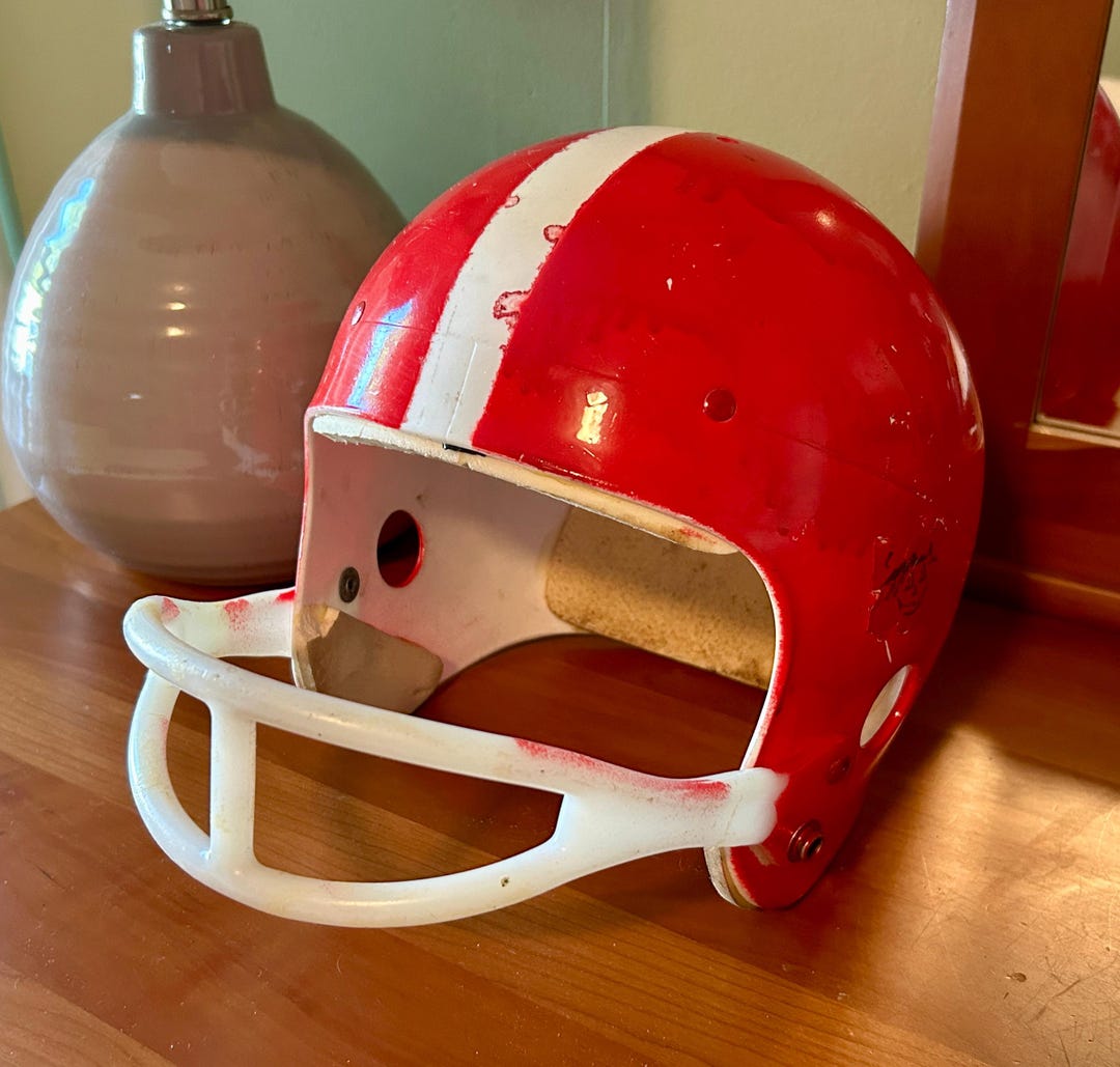 Football Helmet, Vintage Football Helmet, Red Football Helmet, Vintage ...