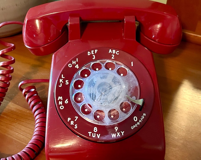 Vintage Telephone, Vintage Red Telephone, Red Rotary Dial Telephone ...