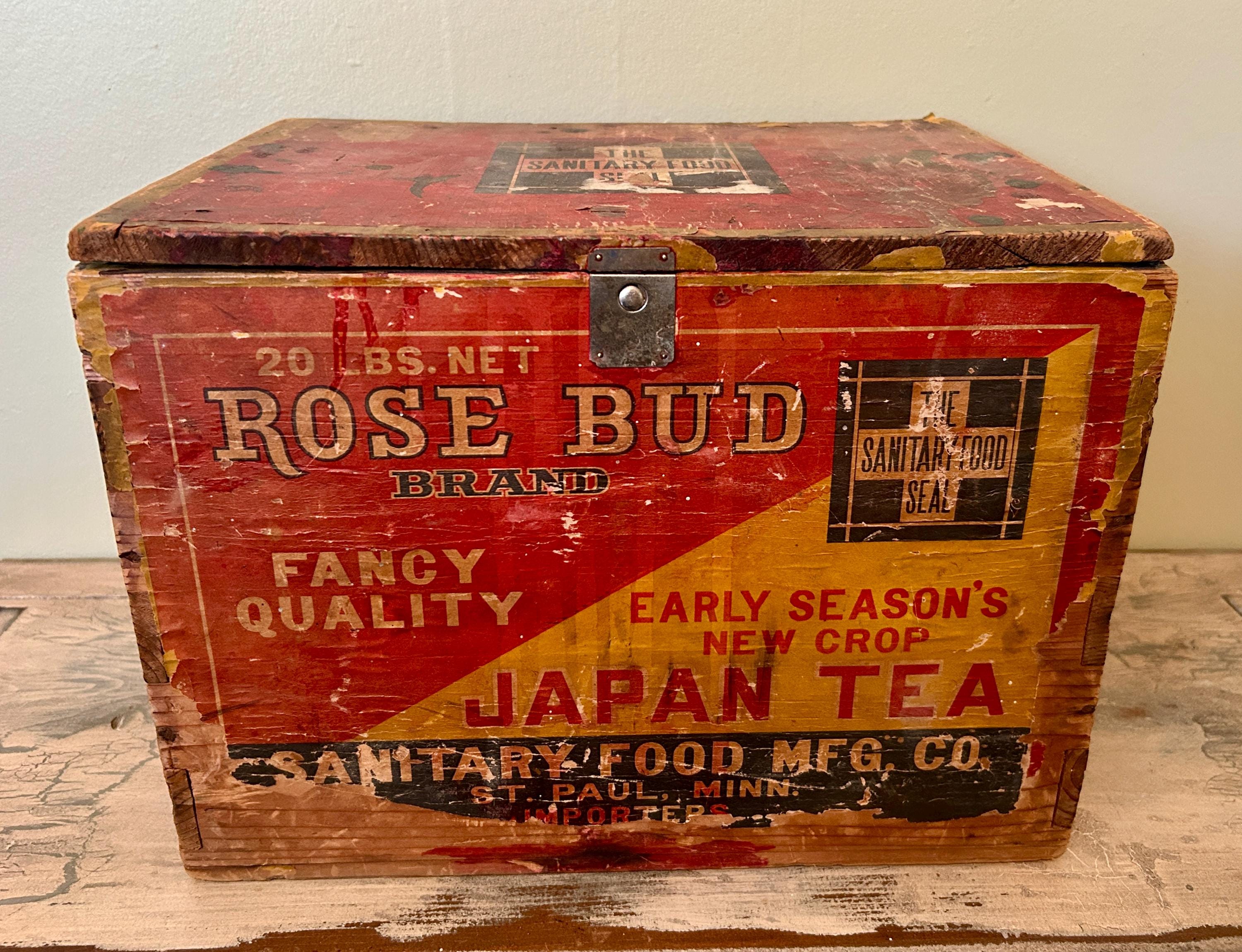 Vintage Tea Crate, Tea Crate, Rose Bud Japan Tea, Sanitary Food Tea ...