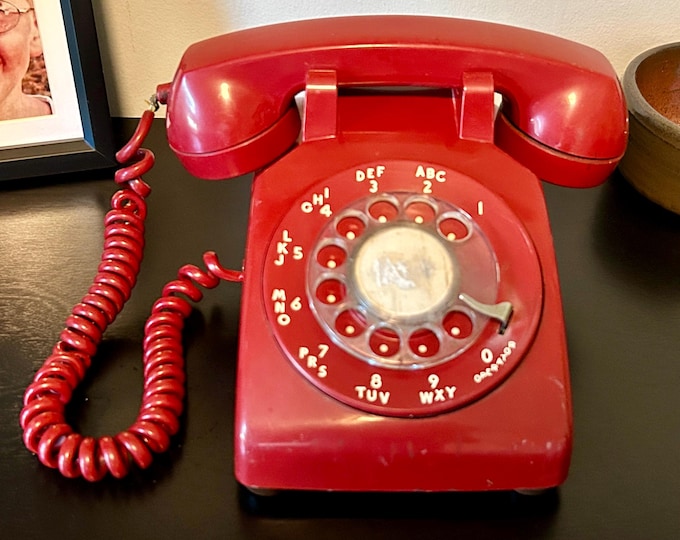 Vintage Telephone, Vintage Red Telephone, Red Rotary Dial Telephone ...