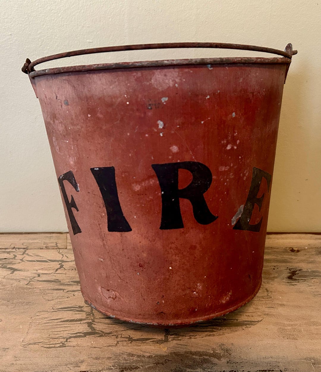 Fire Bucket, Vintage Fire Bucket, Fire Pail, Metal Fire Pail, Red Fire ...