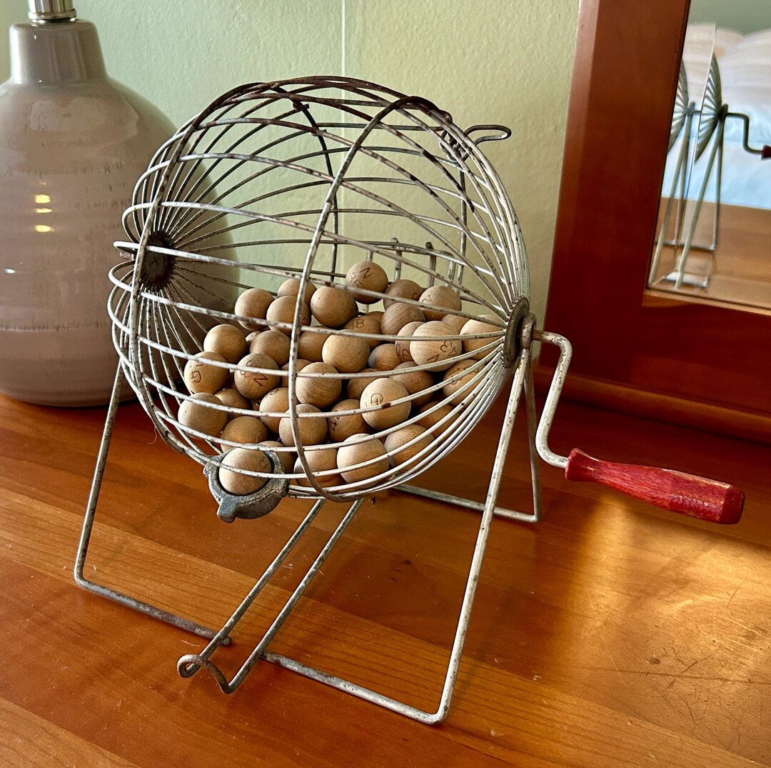 Vintage Bingo Game and Ball Spinner, Bingo, Vintage Metal Bingo Ball ...