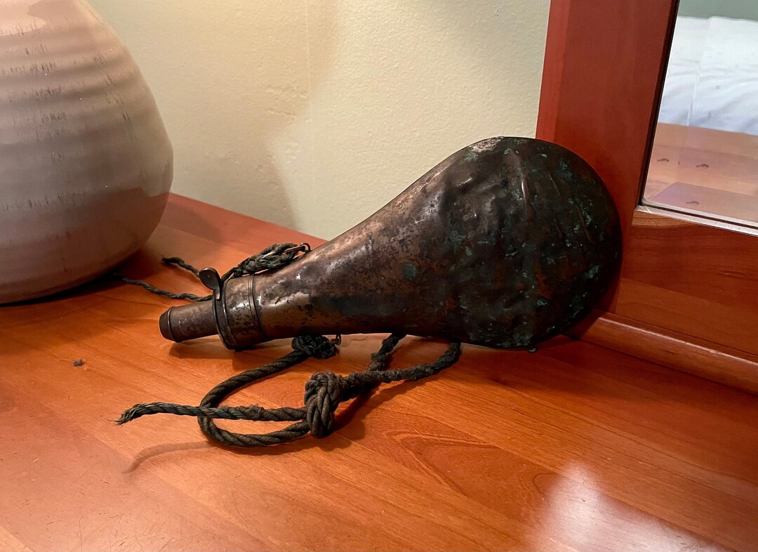 Vintage Brass Powder Flask, Brass Powder Horn, 1850's Powder Horn ...