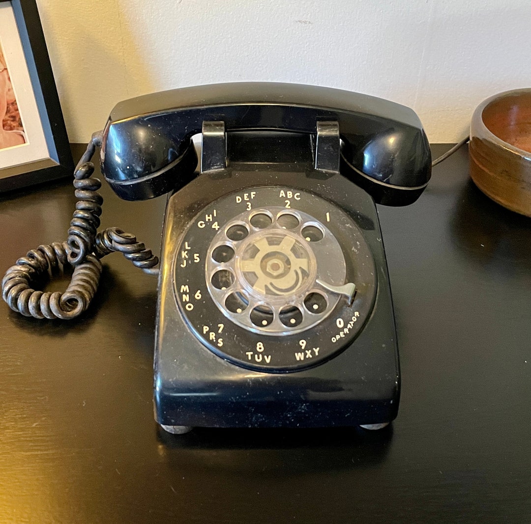 Vintage Black Telephone, Black Rotary Dial Telephone, Vintage Phone ...