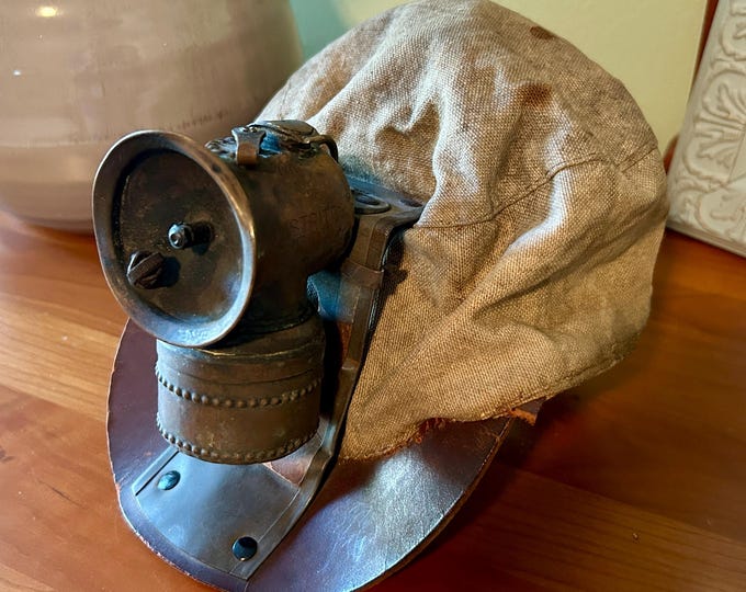 Miner's Cap With Light, Vintage Miner's Cap, Vintage Carbide Coal ...