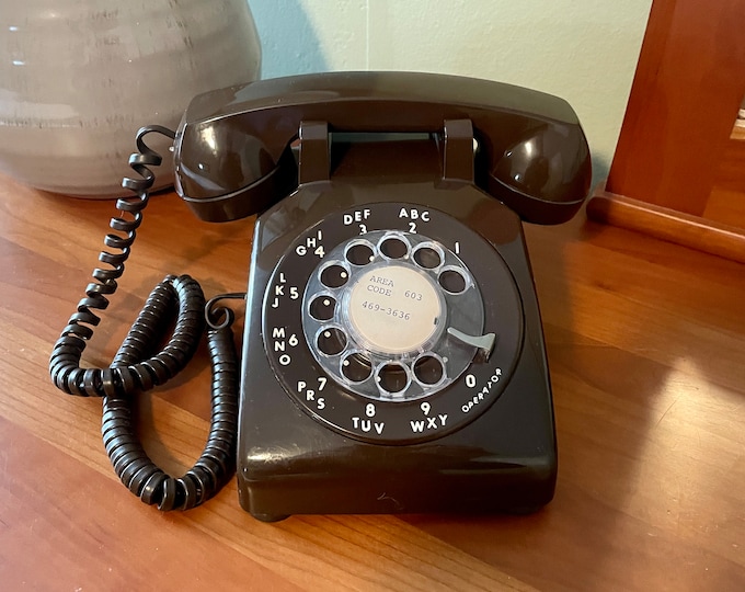 Vintage Brown Telephone, Brown Rotary Dial Telephone, Vintage Phone ...