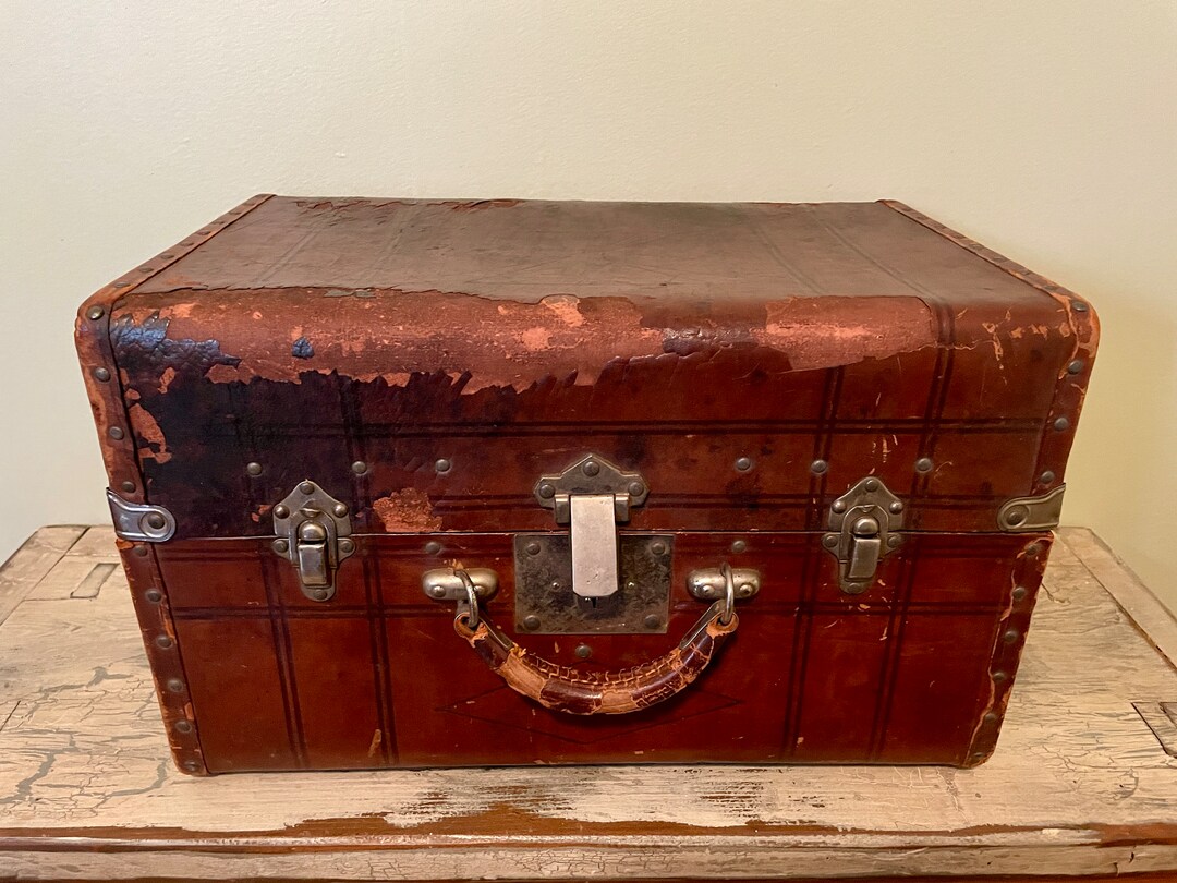 Primitive Chest, Antique Trunk, Vintage Storage Chest, Vintage Suitcase ...