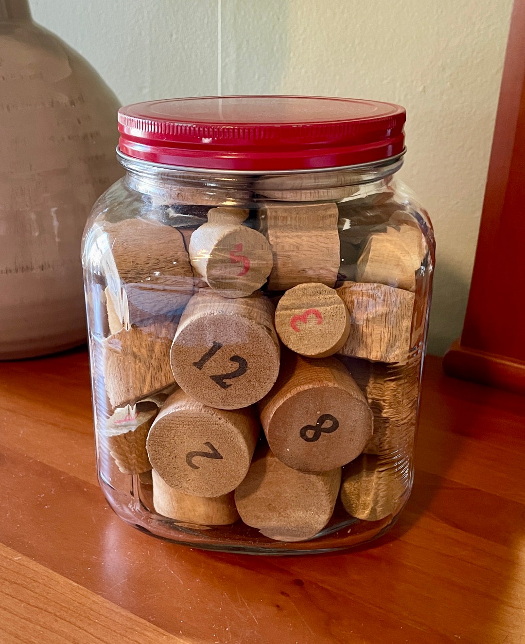 Vintage Number Blocks, Jar of Number Blocks, Glass Jar With Numbers ...