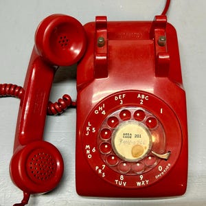 Vintage Telephone, Vintage Red Telephone, Red Rotary Dial Telephone ...
