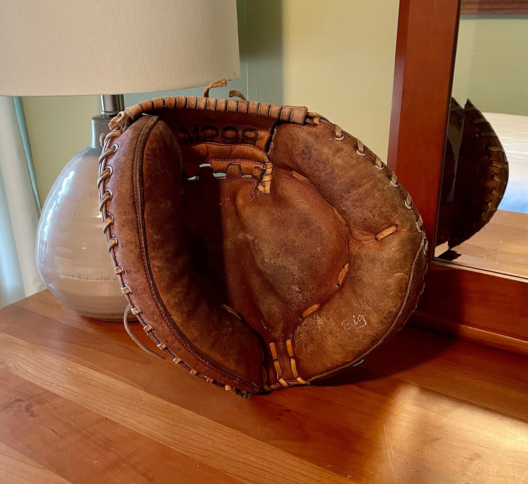 Vintage Catcher's Mitt, Catcher's Mitt, Leather Catcher's Mitt, Geo A ...
