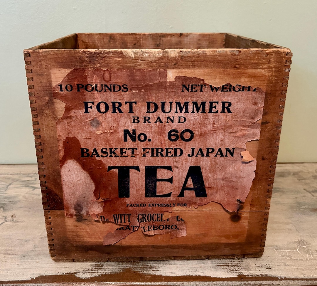 Vintage Tea Crate, Tea Crate, Japan Tea Crate, Fort Dummer Brand Tea ...