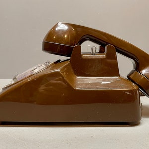 Vintage Brown Telephone, Brown Rotary Dial Telephone, Vintage Phone ...