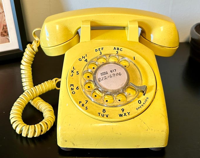 Vintage Telephone, Vintage Yellow Telephone, Yellow Rotary Dial ...