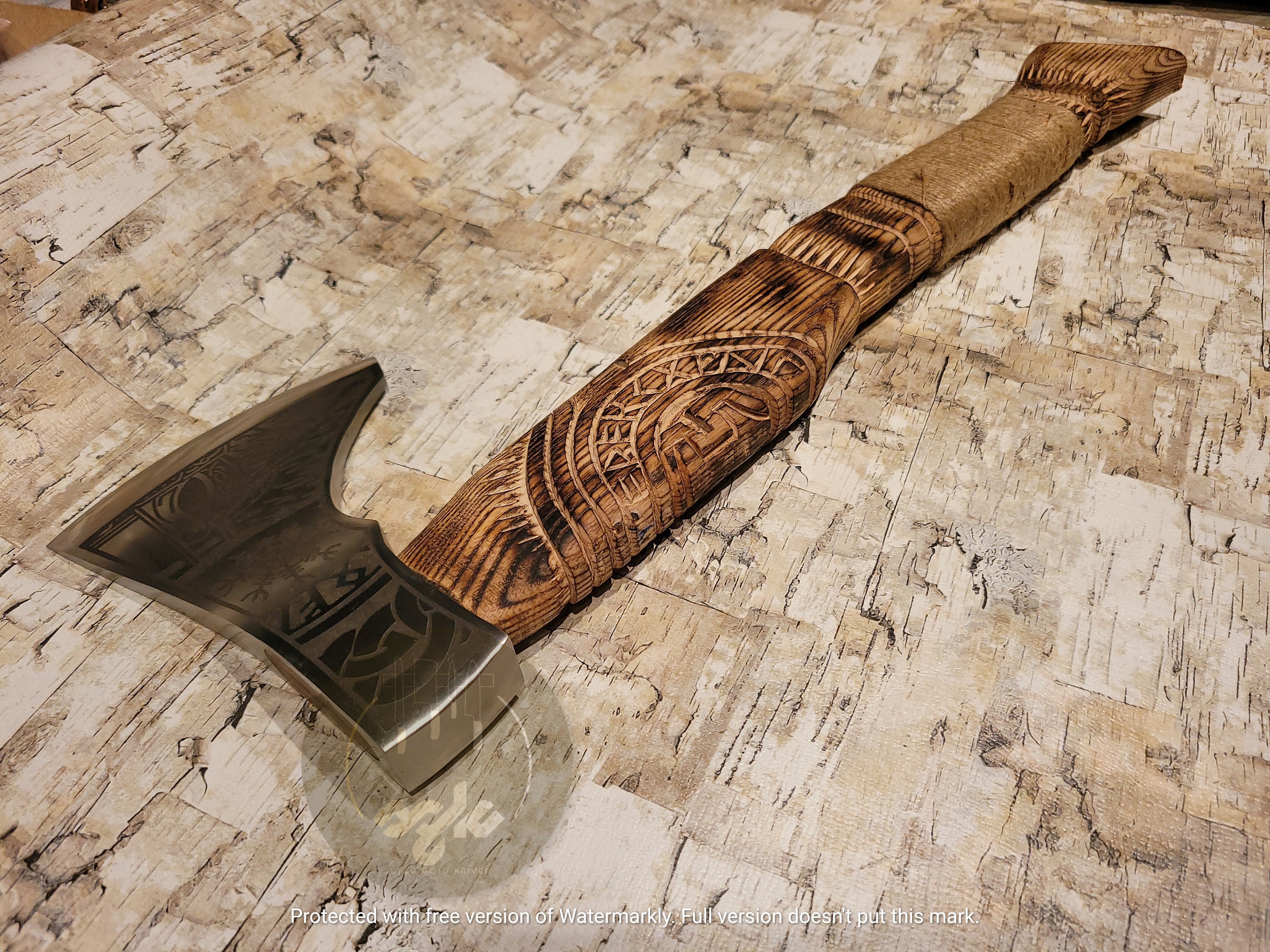 Custom Made Viking Axe With Hand Carved Ashwood Handle Comes - Etsy