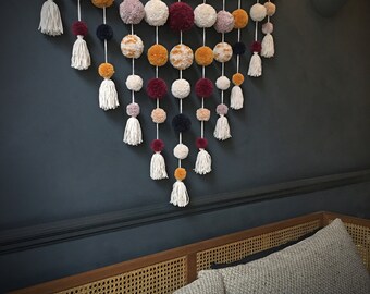 Extra Large Rustic Pom Pom Wall Hanging FREE SHIPPING - Etsy
