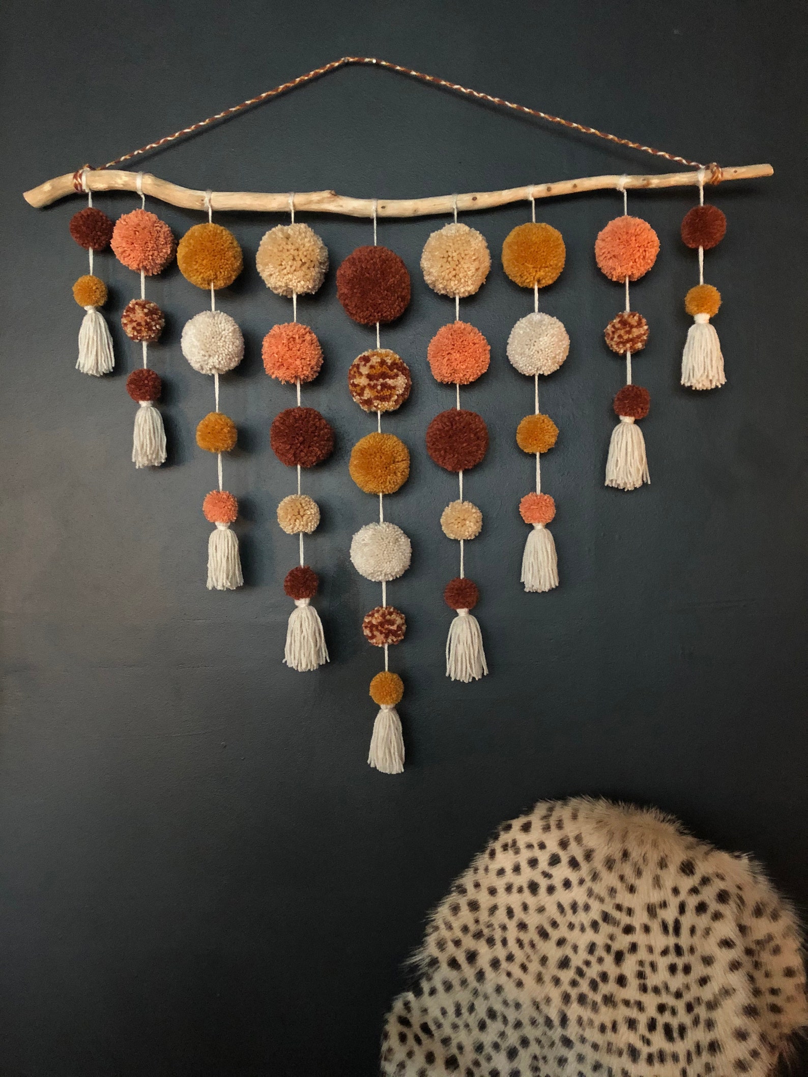 Extra Large Rustic Pom Pom Wall Hanging | FREE SHIPPING - Etsy