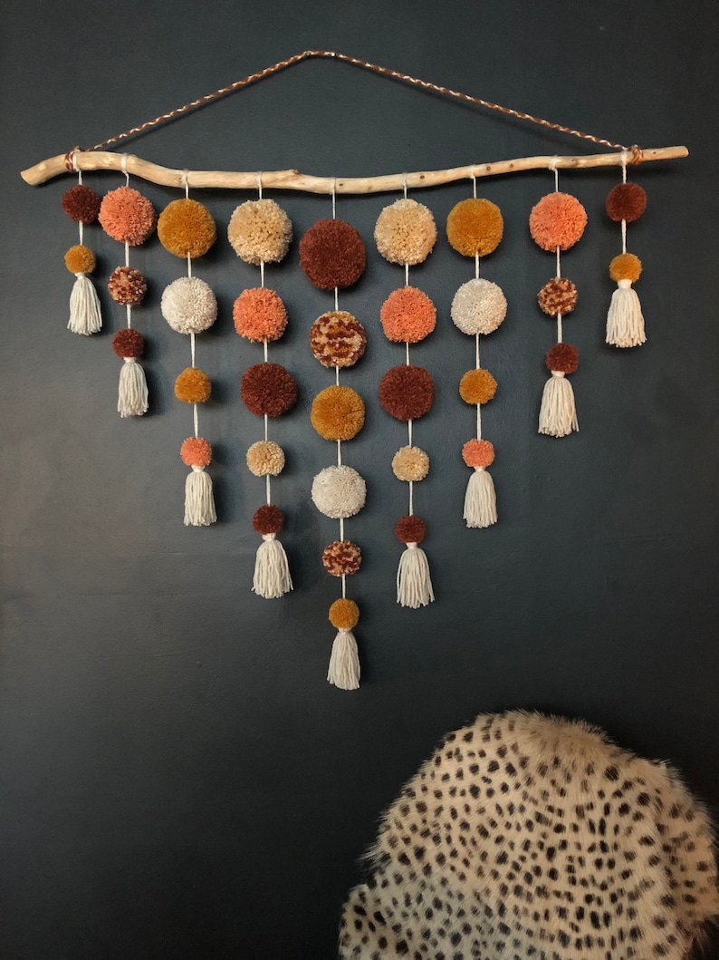 Extra Large Rustic Pom Pom Wall Hanging | FREE SHIPPING - Etsy