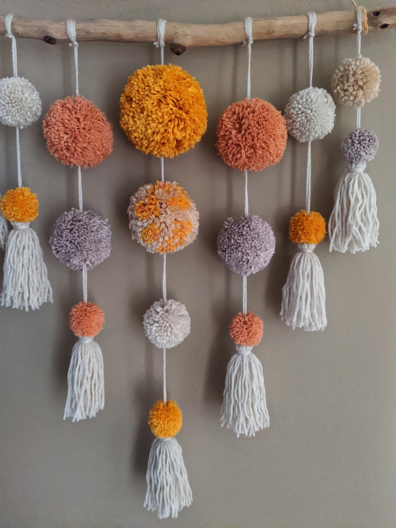 Large Neutral Pom Pom Wall Hanging FREE SHIPPING - Etsy