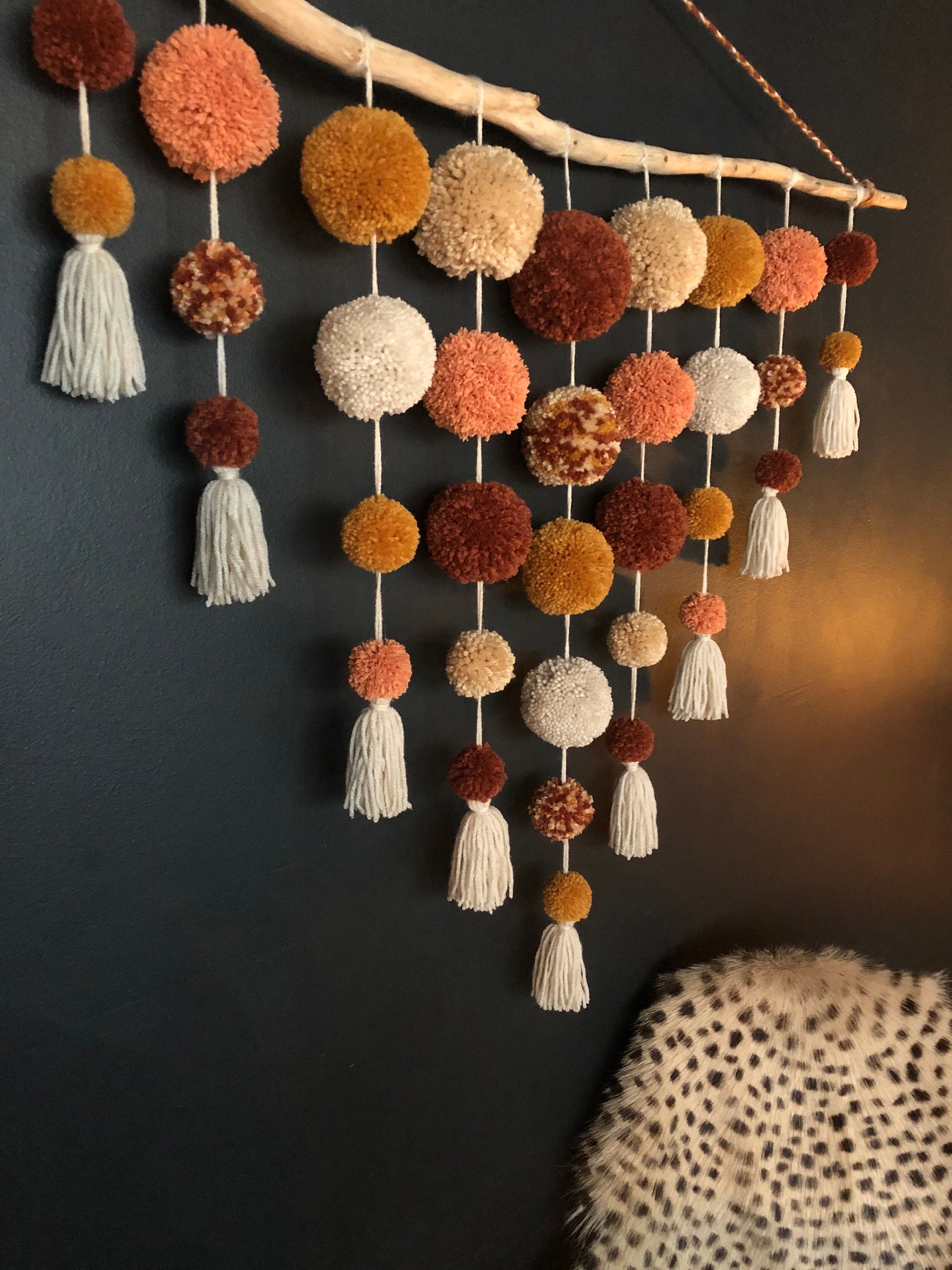 Extra Large Rustic Pom Pom Wall Hanging | FREE SHIPPING - Etsy