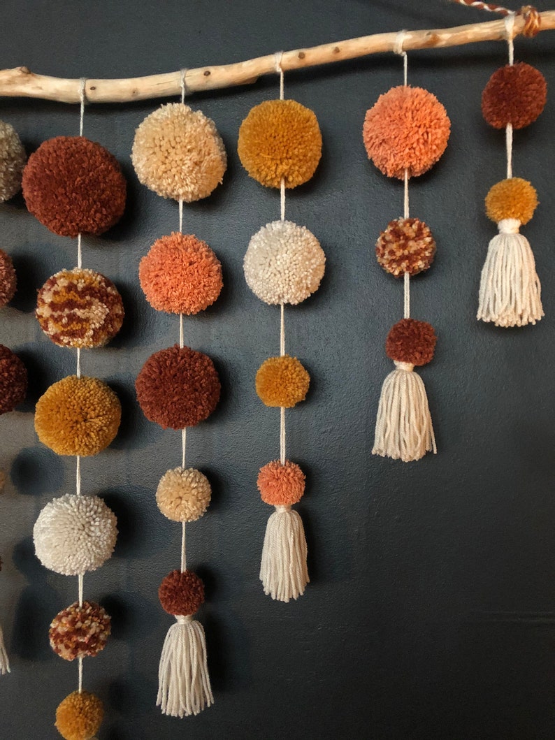 Extra Large Rustic Pom Pom Wall Hanging | 70s Style - Etsy