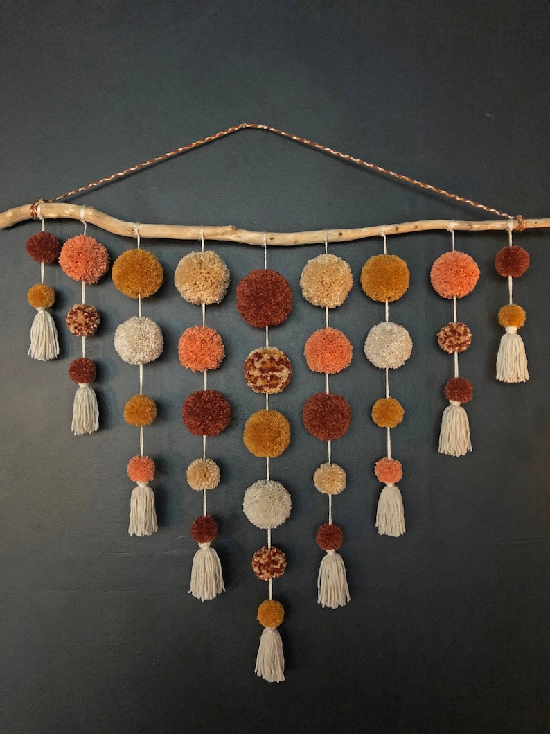 Extra Large Rustic Pom Pom Wall Hanging | 70s Style - Etsy