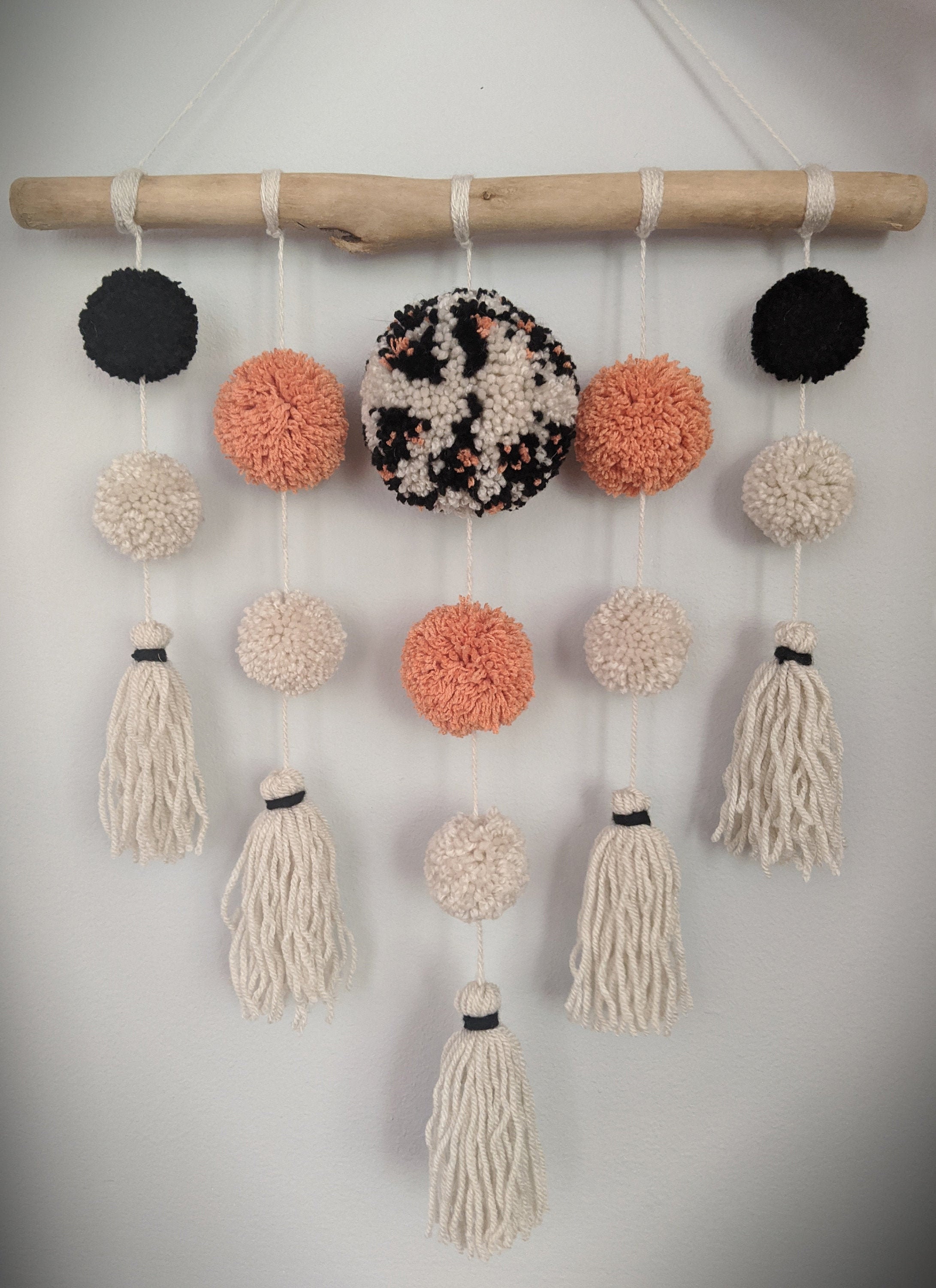 Neutral Leopard Pom Pom Wall Hanging FREE SHIPPING - Etsy