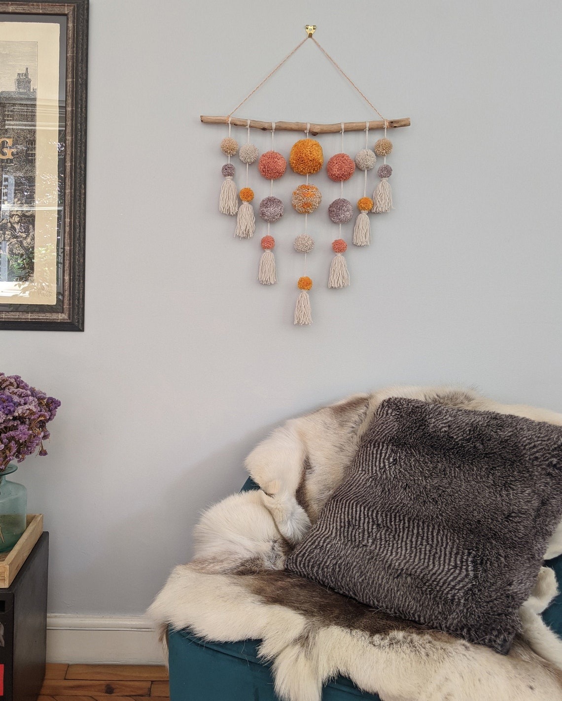 Large Neutral Pom Pom Wall Hanging FREE SHIPPING | Etsy