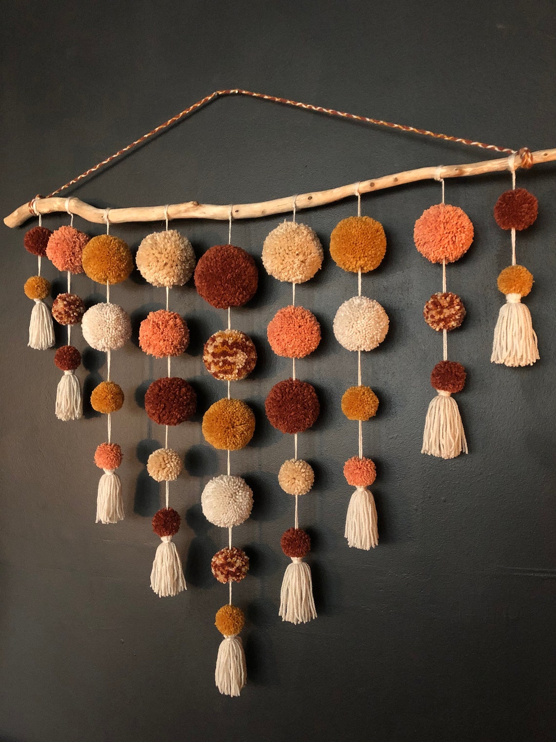 Extra Large Rustic Pom Pom Wall Hanging | FREE SHIPPING - Etsy