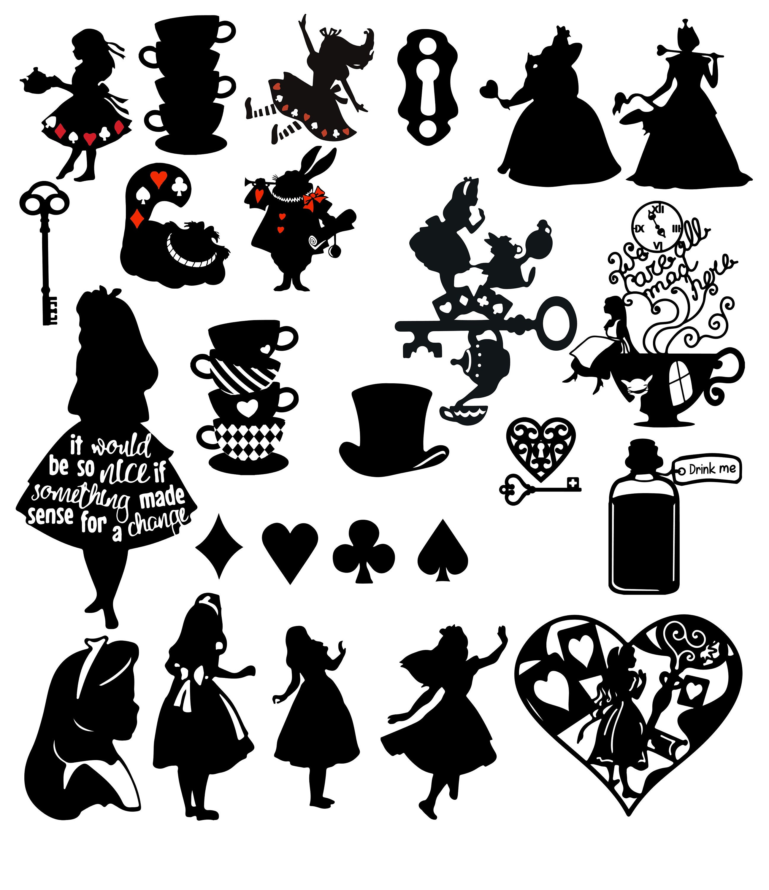 SVG 100 Files Alice in Wonderland Bundle Cut Designs - Etsy UK