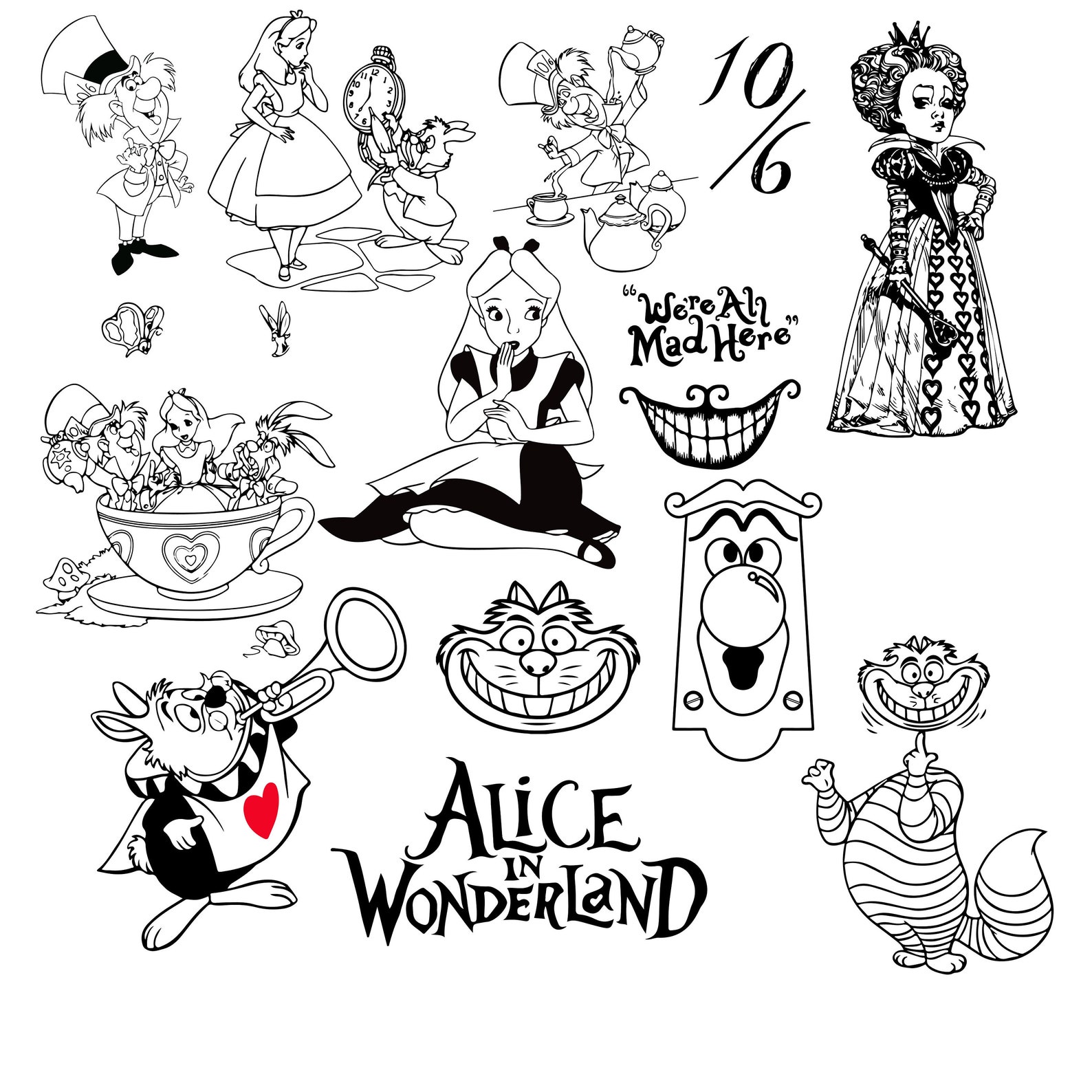 SVG 100 Files Alice in Wonderland Bundle Cut Designs - Etsy UK